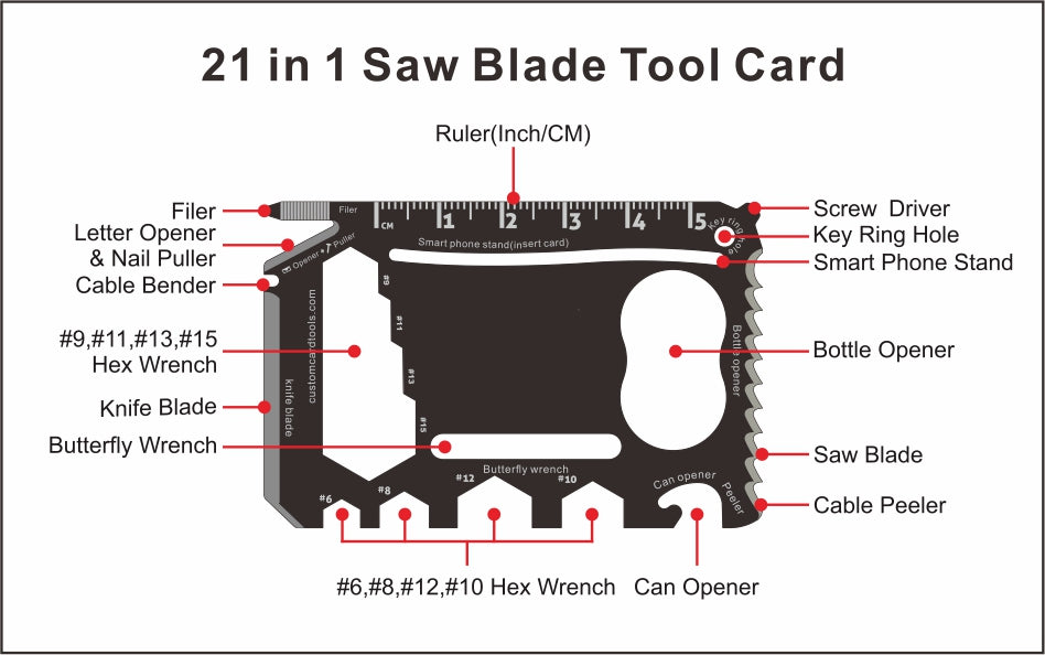 Custom Branded Business Card Multi Tool (Model 2) - Custom Card Tools